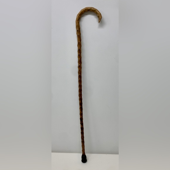Art | Antique Curved Handle Rubber Booted Briarwood Cane Walking Stick ...